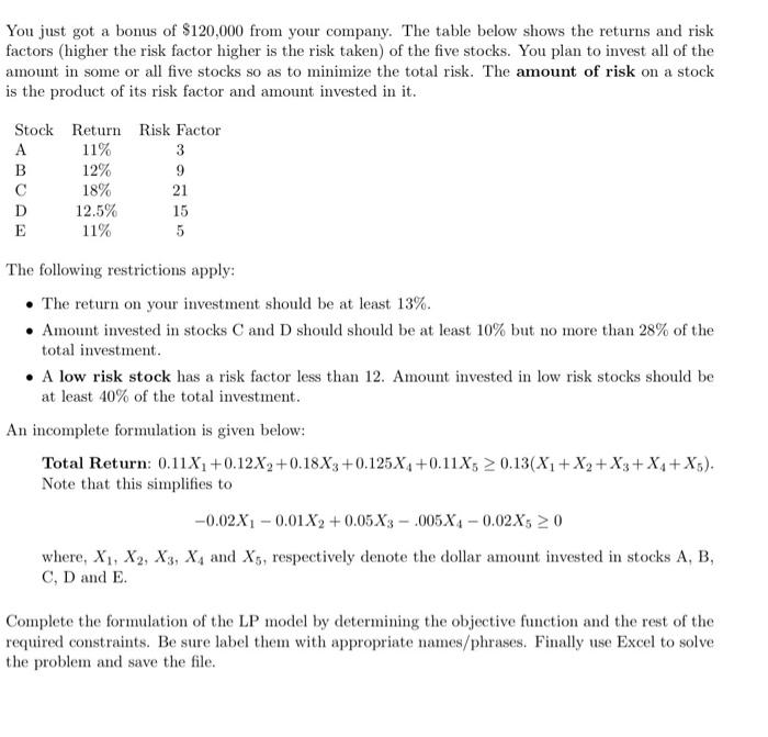 Solved You just got a bonus of $120,000 from your company. | Chegg.com
