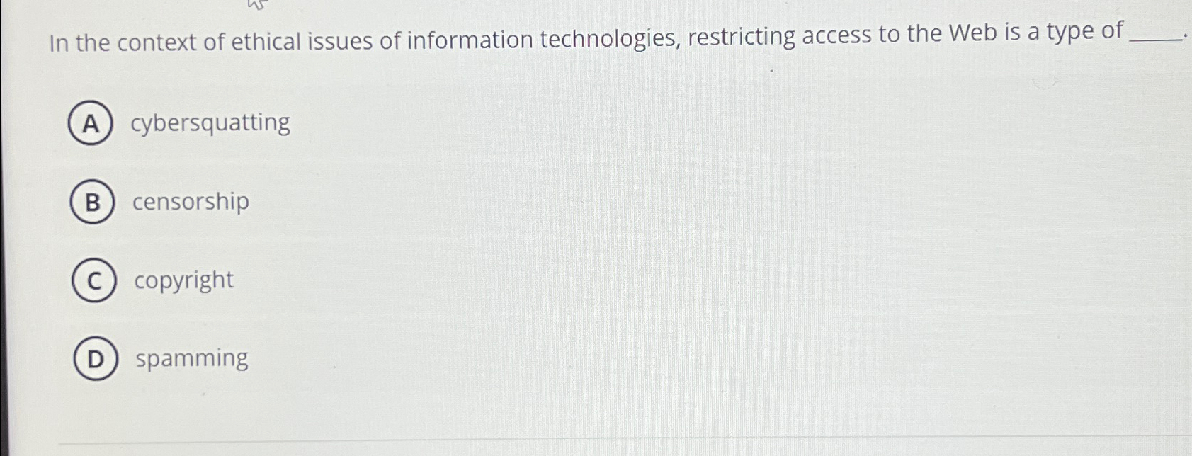 Solved In the context of ethical issues of information | Chegg.com
