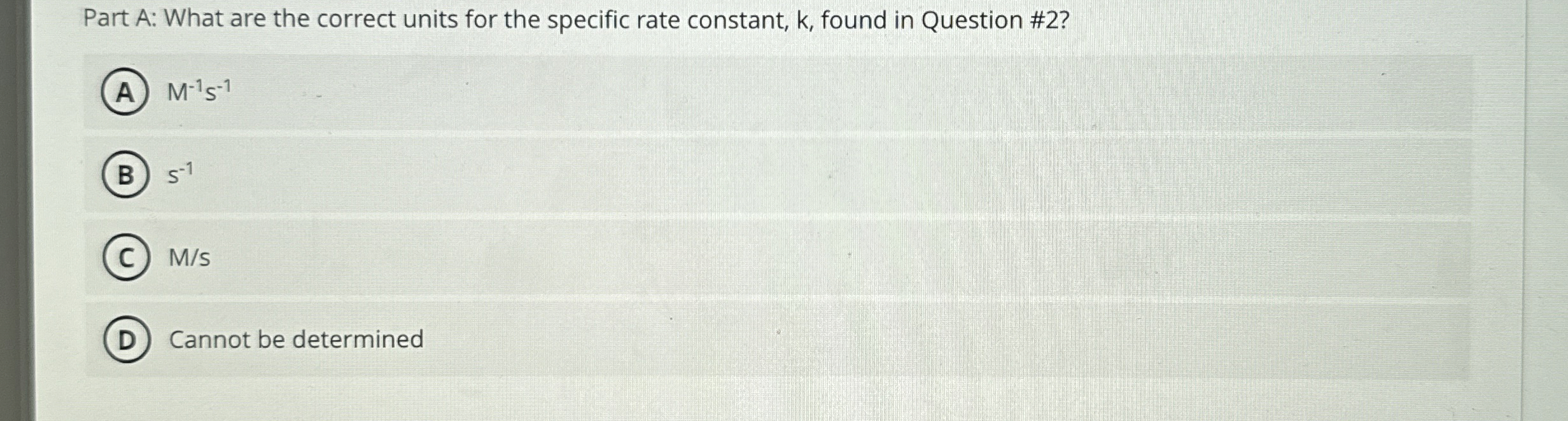 Solved Part A: What are the correct units for the specific | Chegg.com