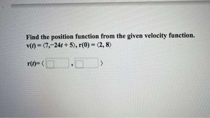 Solved Find the position function from the given velocity | Chegg.com