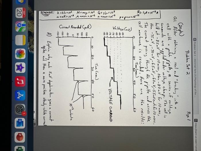 B) What is the resting potential (Erest) of this | Chegg.com
