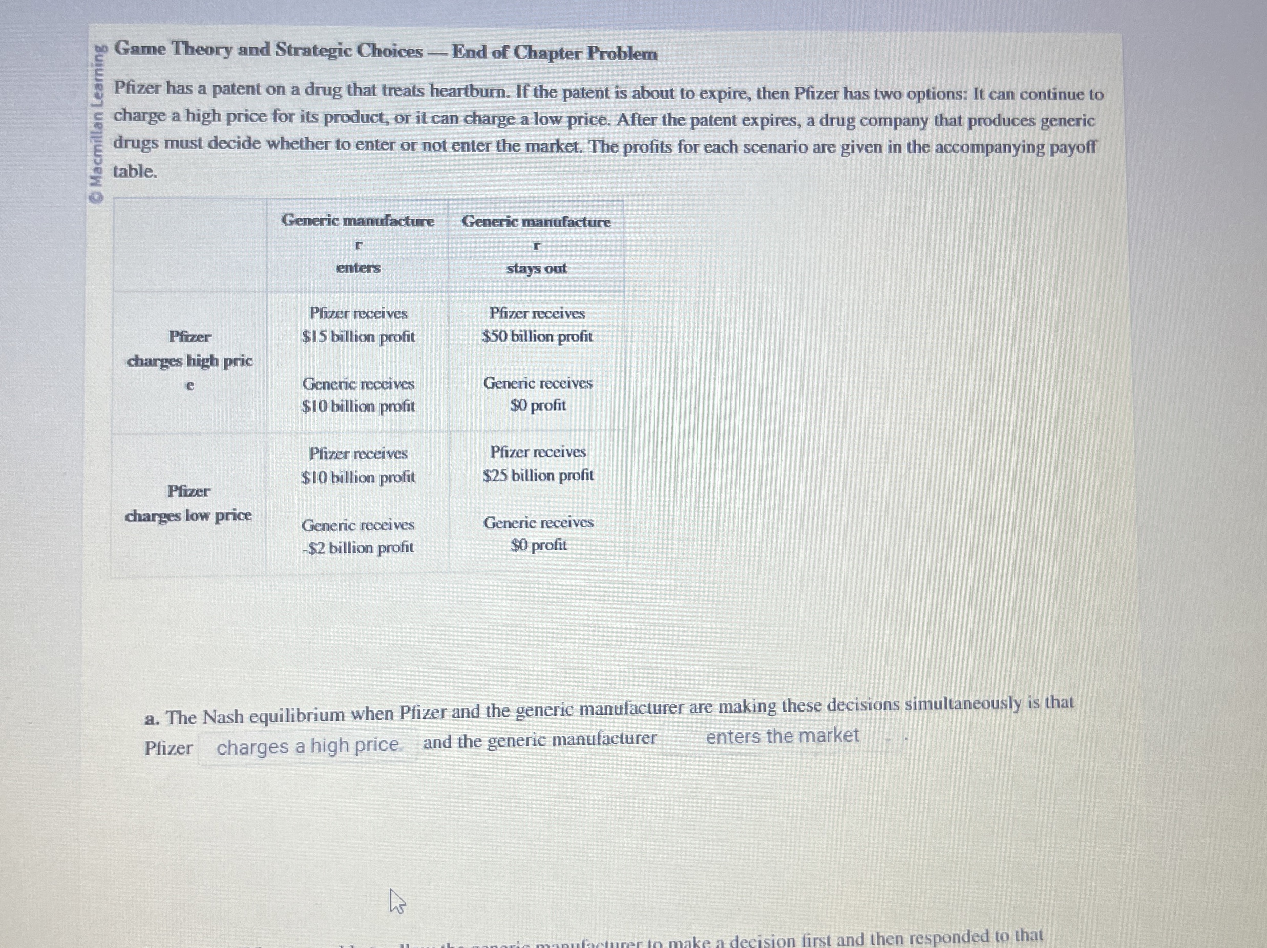 Solved Game Theory and Strategic Choices - ﻿End of Chapter | Chegg.com