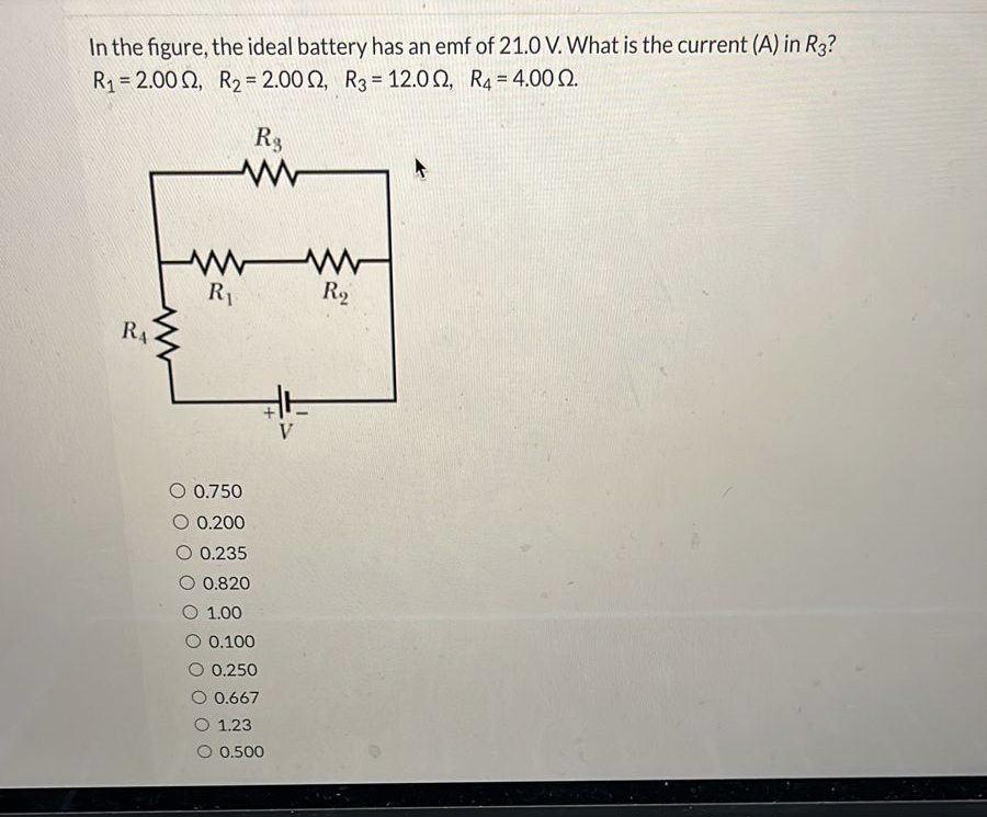 Solved In the figure, the ideal battery has an emf of 21.0V. | Chegg.com