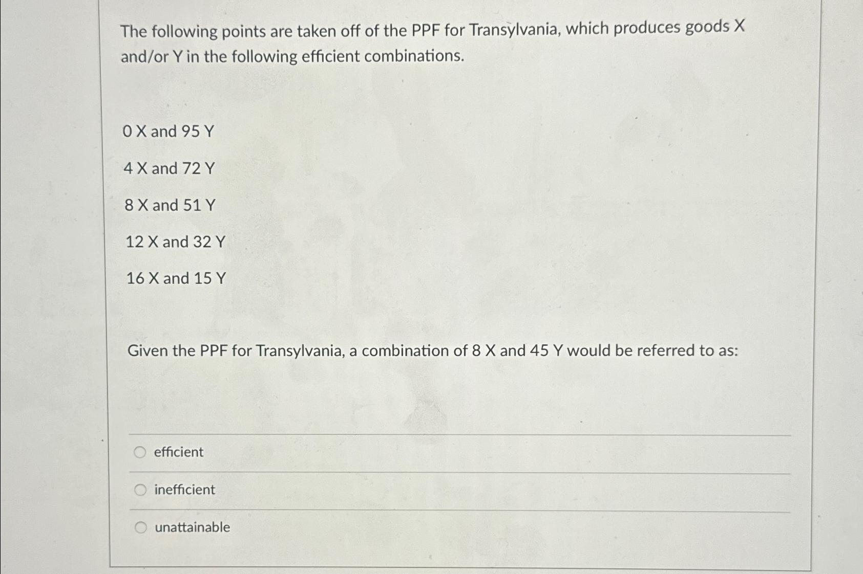 Solved The following points are taken off of the PPF for | Chegg.com