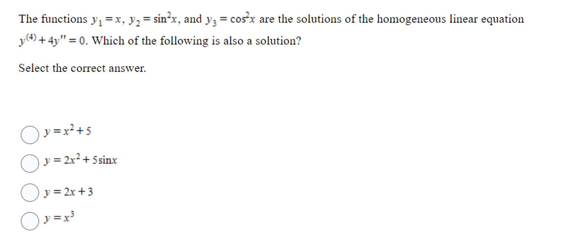 Solved The functions y1=x,y2=sin2x, ﻿and y3=cos2x ﻿are the | Chegg.com