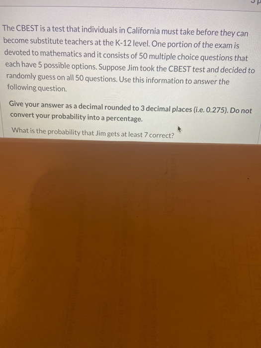 Solved The CBEST Is A Test That Individuals In California Chegg