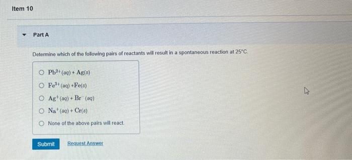 Solved Determine which of the following pairs of reactants | Chegg.com