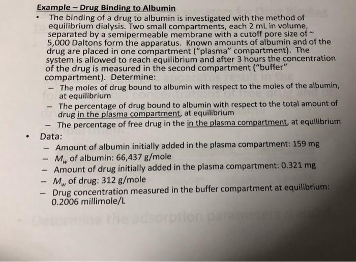 - Example - Drug Binding to Albumin The binding of a | Chegg.com