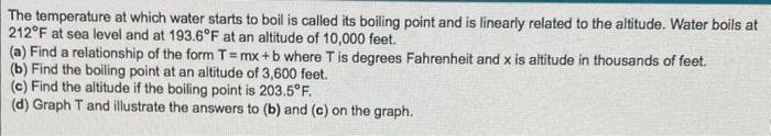 Solved The temperature at which water starts to boil is | Chegg.com