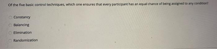 Solved of the five basic control techniques, which one | Chegg.com