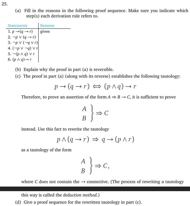 Solved (a) Fill in the reasons in the following proof | Chegg.com