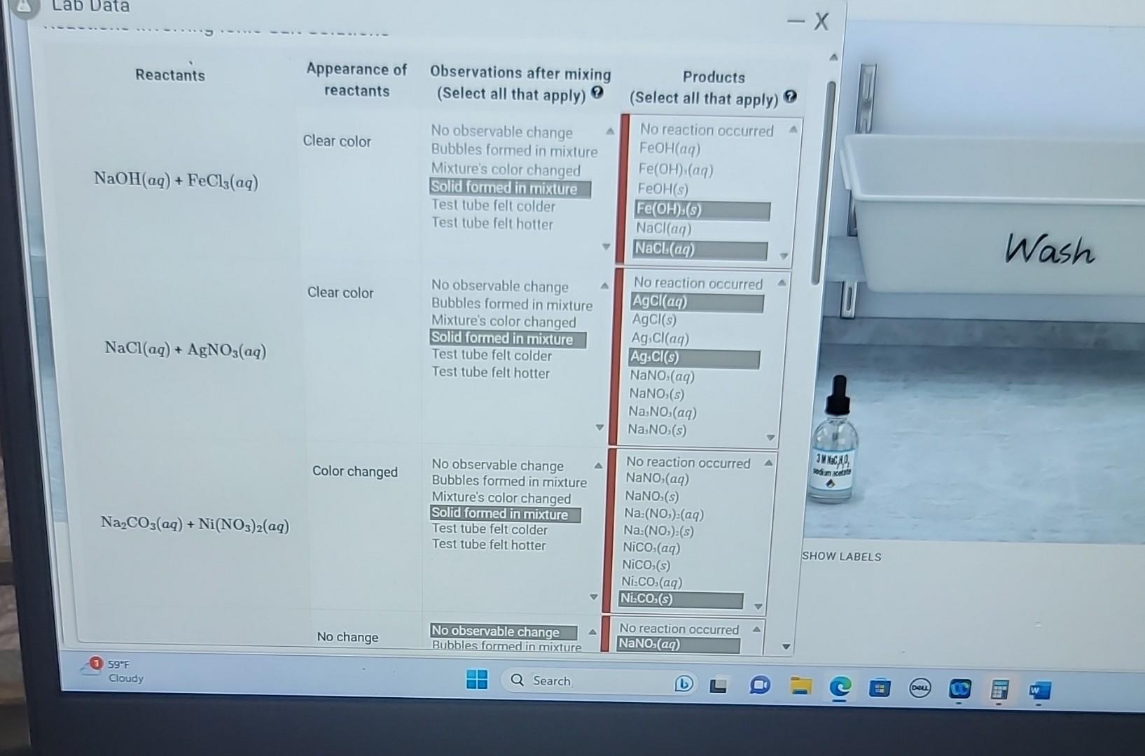 Solved Reactions Involving lonic Salt Solutions | Chegg.com