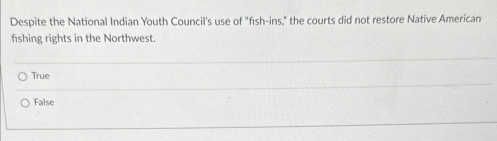 Solved Despite the National Indian Youth Council's use of | Chegg.com
