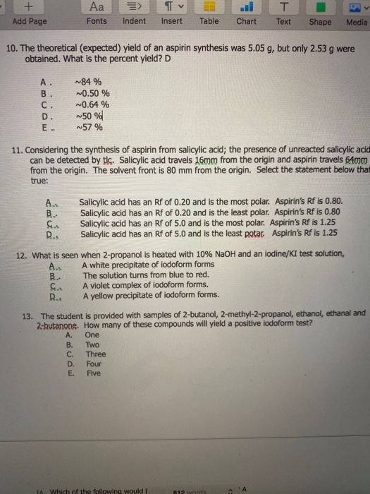 Solved + Aa Tv IT Add Page Fonts Indent Insert Table Chart | Chegg.com