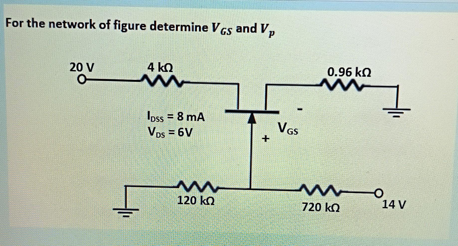 Solved For the network of figure determine VGs and | Chegg.com