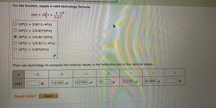 Solved Supply a valid technology formula for the given | Chegg.com