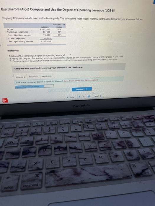 Solved Exercise 5-9 (Algo) Compute and Use the Degree of | Chegg.com