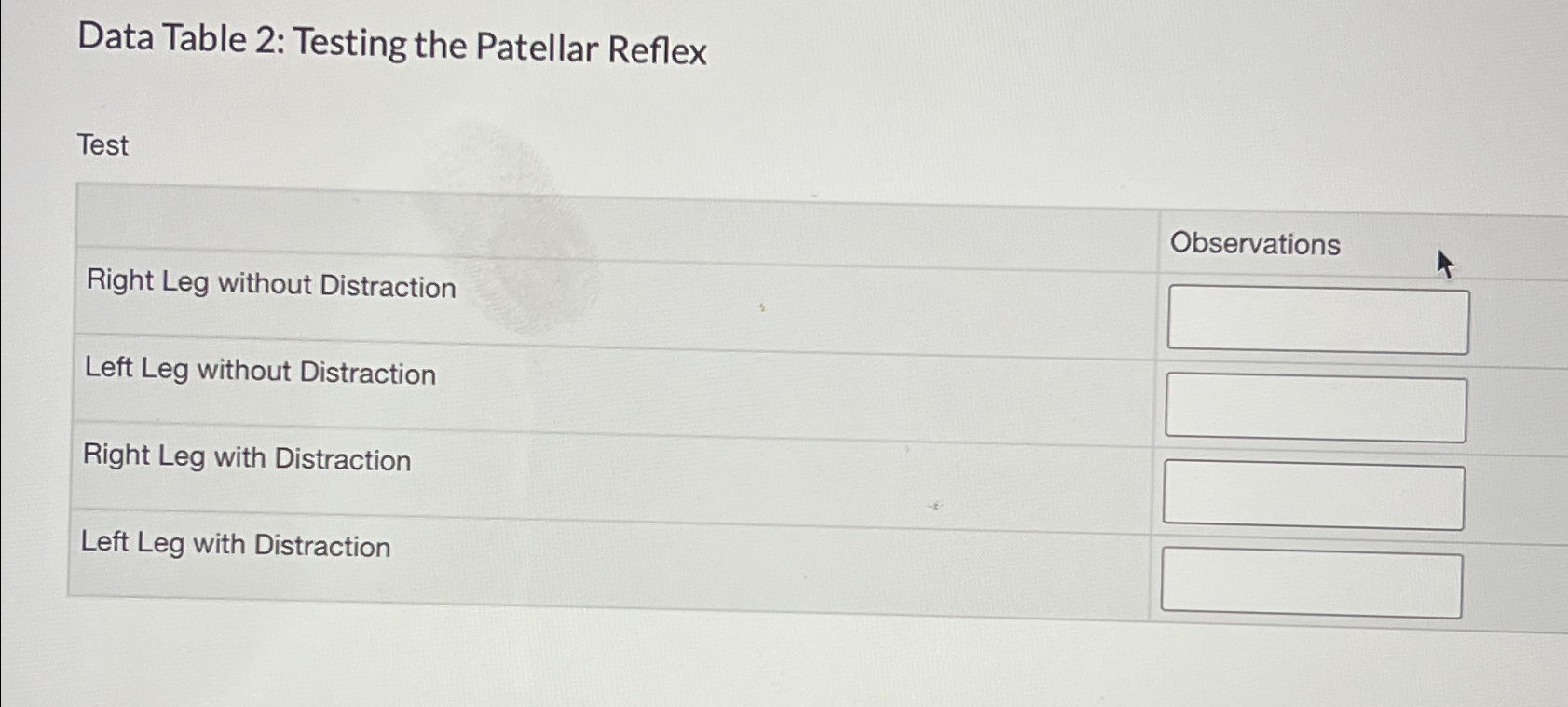 Solved Data Table 2: Testing the Patellar | Chegg.com Solved Data Table 2: Testing the Patellar | Chegg.com