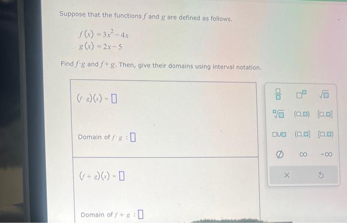 Solved Suppose that the functions f and g are defined as | Chegg.com