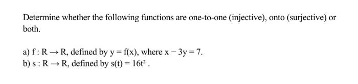 Solved Determine whether the following functions are | Chegg.com
