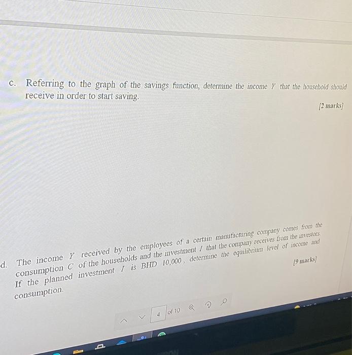 Solved C. Referring to the graph of the savings function, | Chegg.com