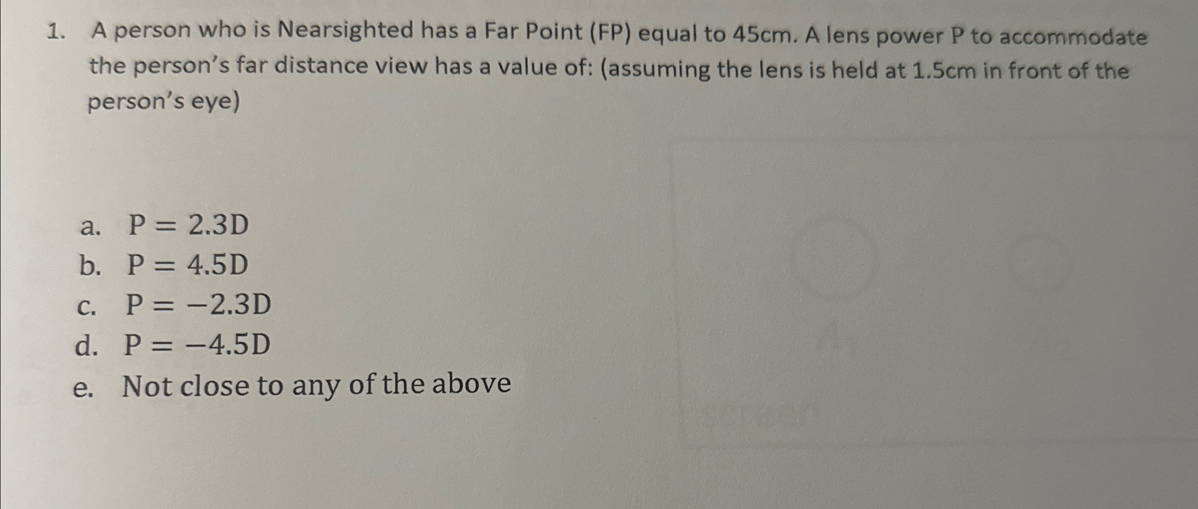 Solved A person who is Nearsighted has a Far Point (FP) | Chegg.com