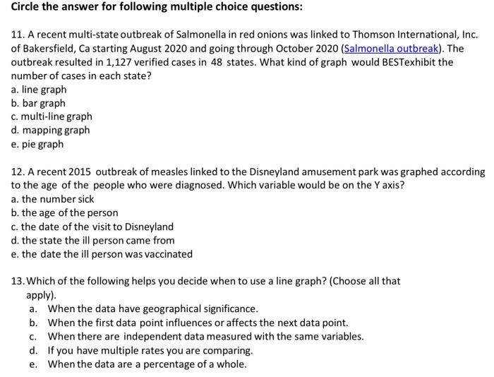 Solved Circle the answer for following multiple choice | Chegg.com