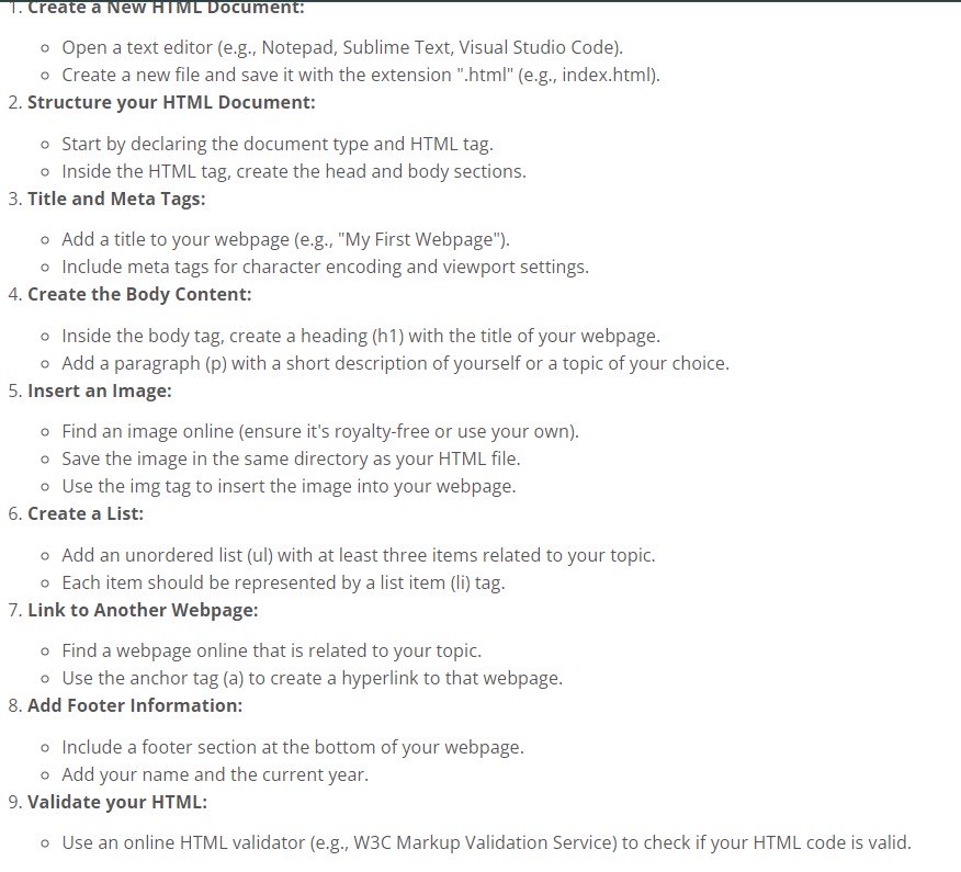 Solved Create a New HIML Document:Open a text editor (e.g., | Chegg.com