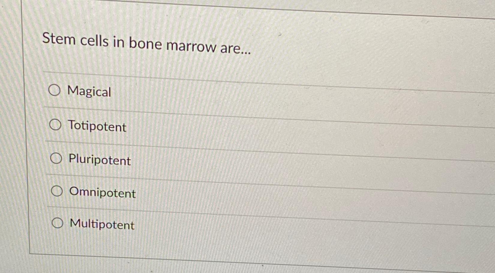 Solved Stem cells in bone marrow | Chegg.com