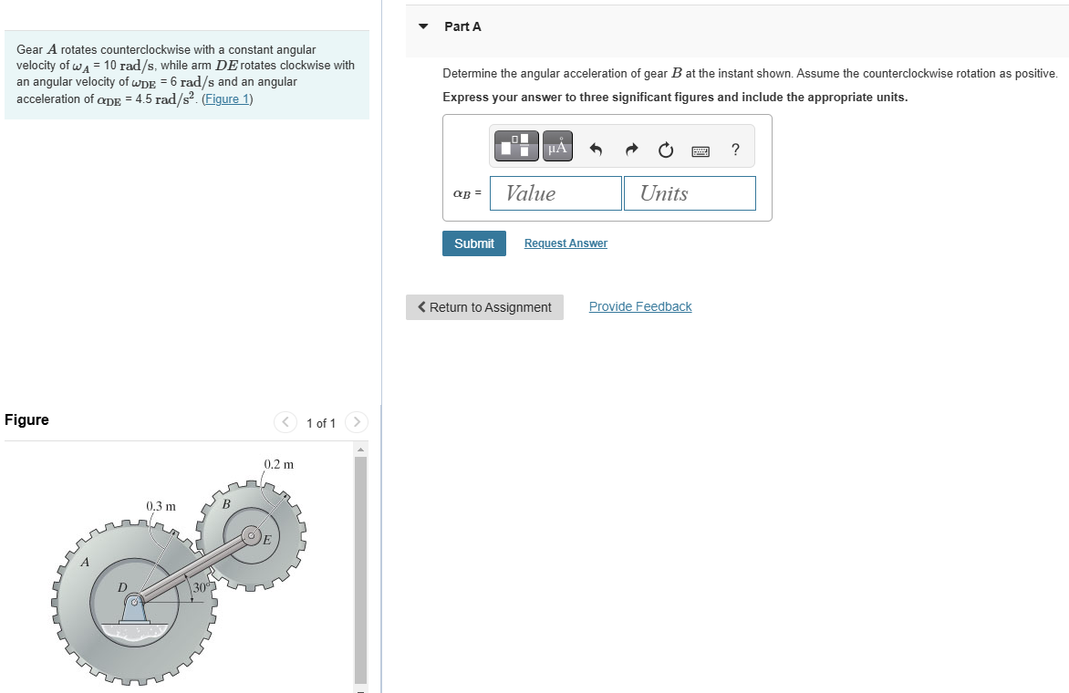 [Solved]: Gear A rotates counterclockwise with a constant a