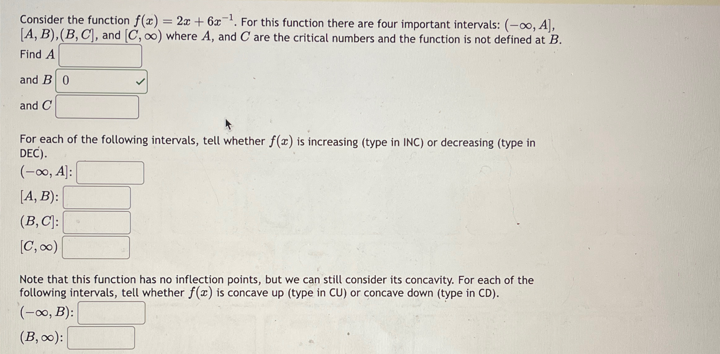 Solved Consider the function f(x)=2x+6x-1. ﻿For this | Chegg.com