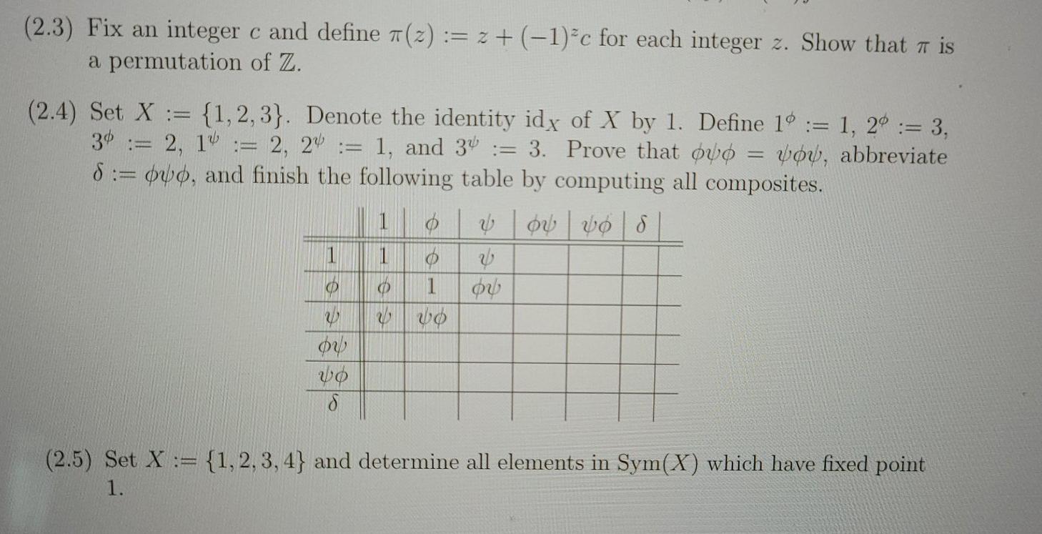 Solved (2.3) Fix an integer c and define A(z) := 2 + (-1)c | Chegg.com