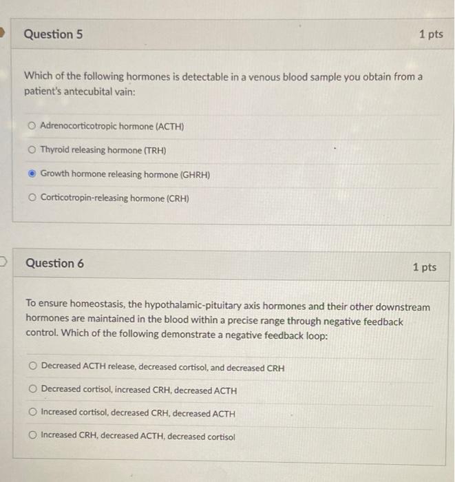 Solved Which of the following hormones is detectable in a | Chegg.com