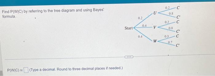 Solved Find P(W∣C) by referring to the tree diagram and | Chegg.com