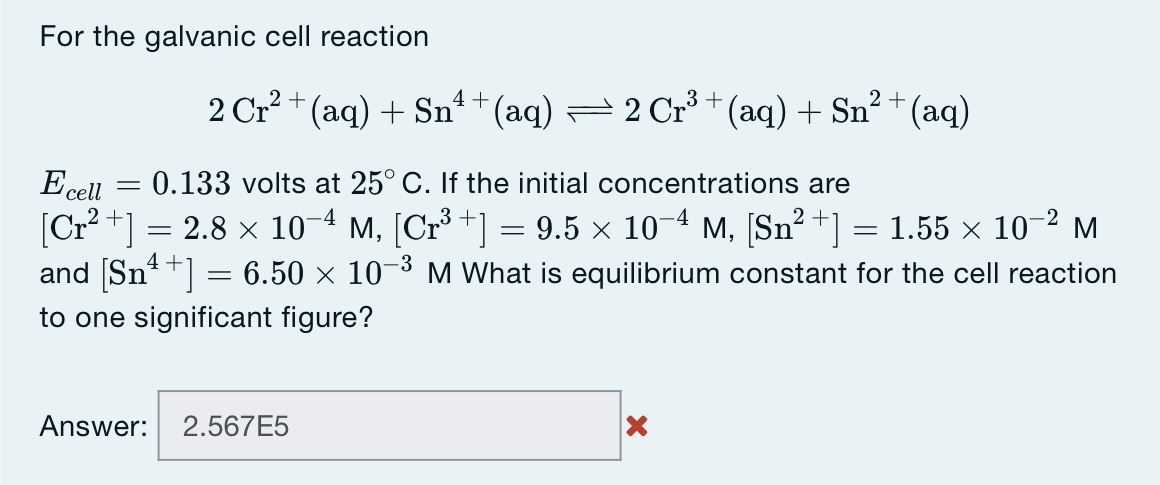 Solved For the galvanic cell | Chegg.com