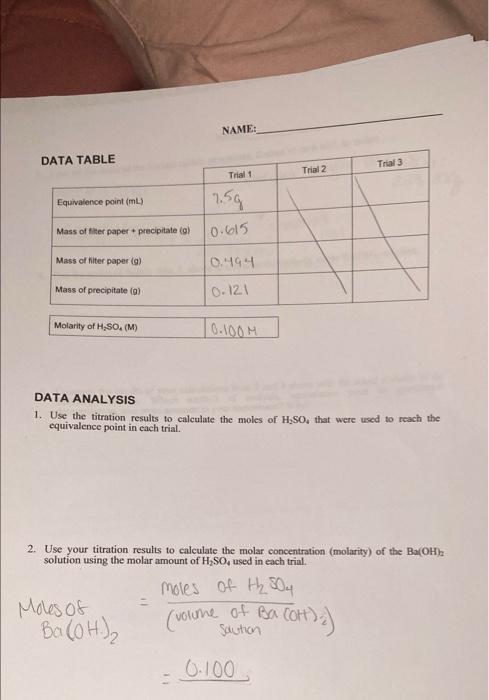 Solved NAME: DATA TABLE Trial 3 Trial 1 Trial 2 Equivalence | Chegg.com