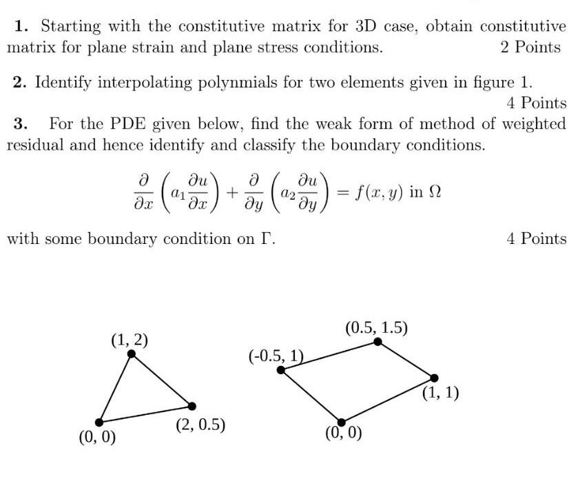 Solved 1. Starting with the constitutive matrix for 3D case, | Chegg.com