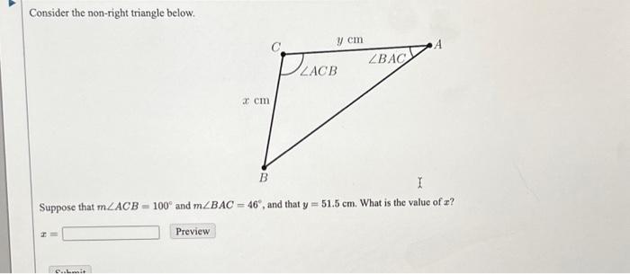 Solved Consider the non-right triangle below. Suppose that | Chegg.com