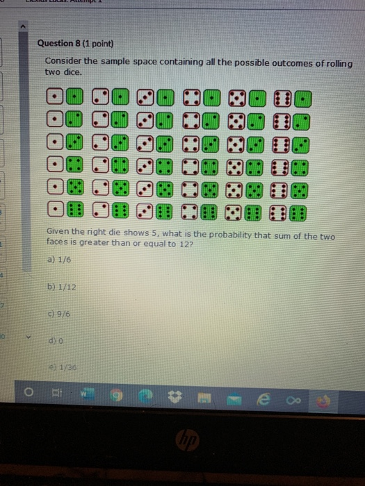 Solved Question 7 (1 point) Consider the sample space | Chegg.com