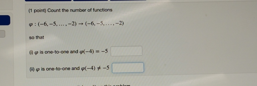 Solved (1 ﻿point) ﻿Count the number of | Chegg.com