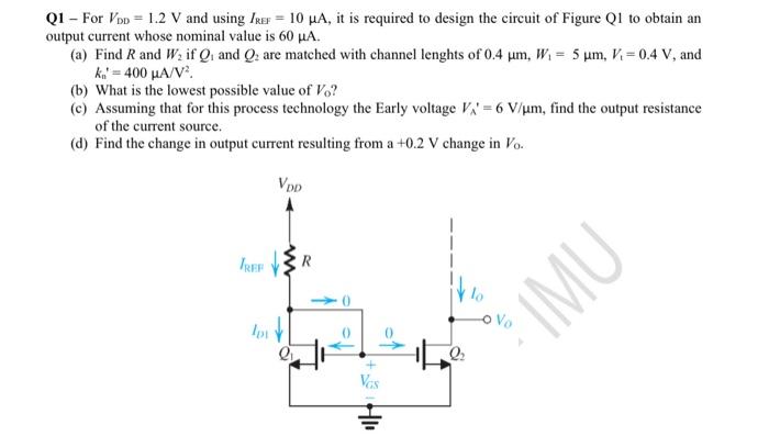Solved Q1 - For ( V_{mathrm{DD}}=1.2 mathrm{~V} ) and using | Chegg.com