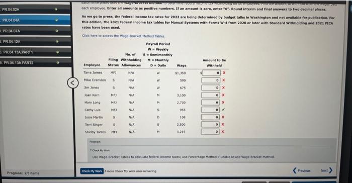 To use the wage-bracket method for Manual Payroll | Chegg.com