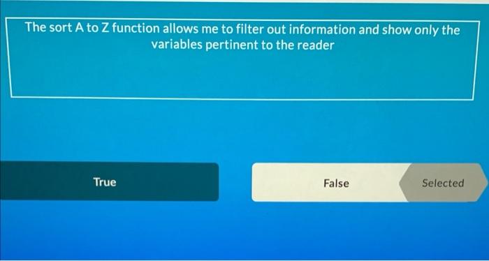 Solved The sort A to Z function allows me to filter out | Chegg.com