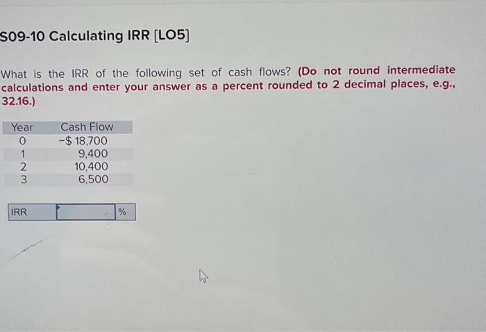 Solved S09-10 Calculating IRR (LO5) What is the IRR of the | Chegg.com