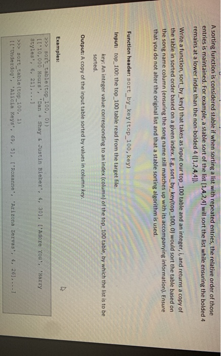 Solved A sorting function is considered stable if when | Chegg.com