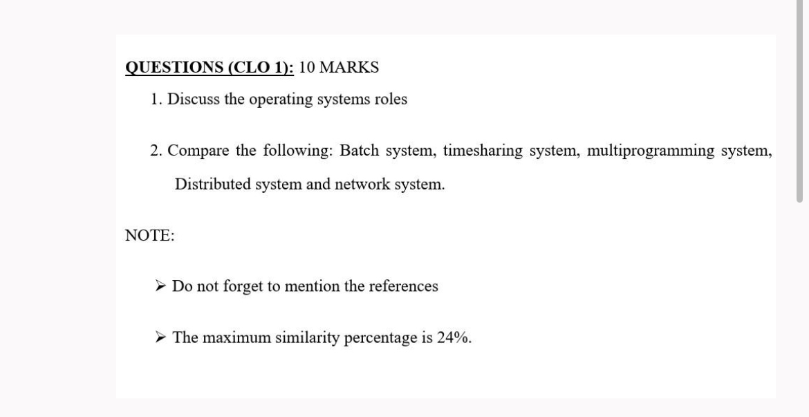 Solved QUESTIONS (CLO 1): 10 ﻿MARKSDiscuss the operating | Chegg.com