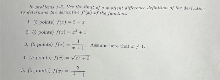 Solved In problems 1-5, Use the limit of a quotient | Chegg.com