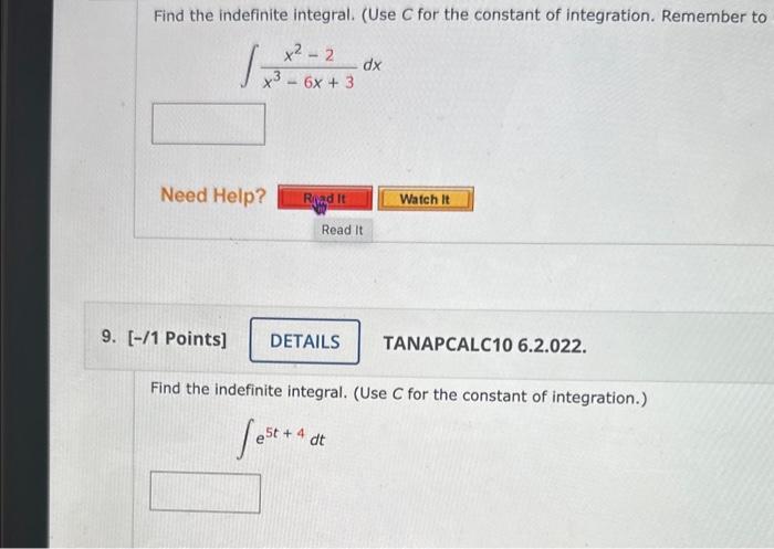 Solved Find the indefinite integral. (Use C for the constant | Chegg.com