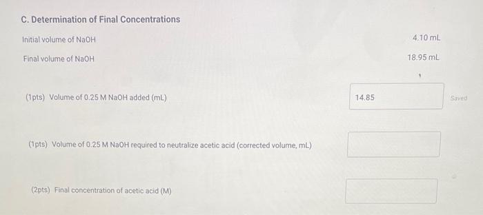 Solved A. Determination of Initial Concentrations Initial | Chegg.com