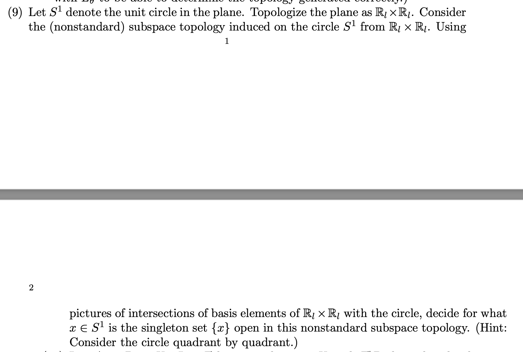 (9) ﻿Let S1 ﻿denote the unit circle in ﻿the plane. | Chegg.com
